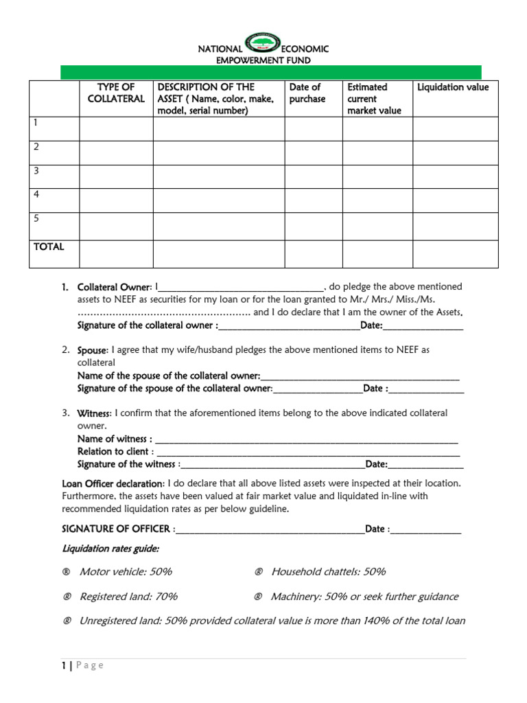 COLLATERAL Form | PDF | Business