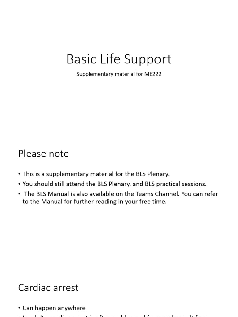 BLS Supplementary Information ME222 | PDF | Cardiopulmonary ...