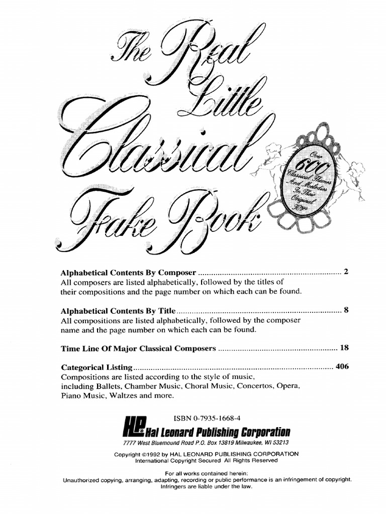 The Real Classical Fake Book | PDF