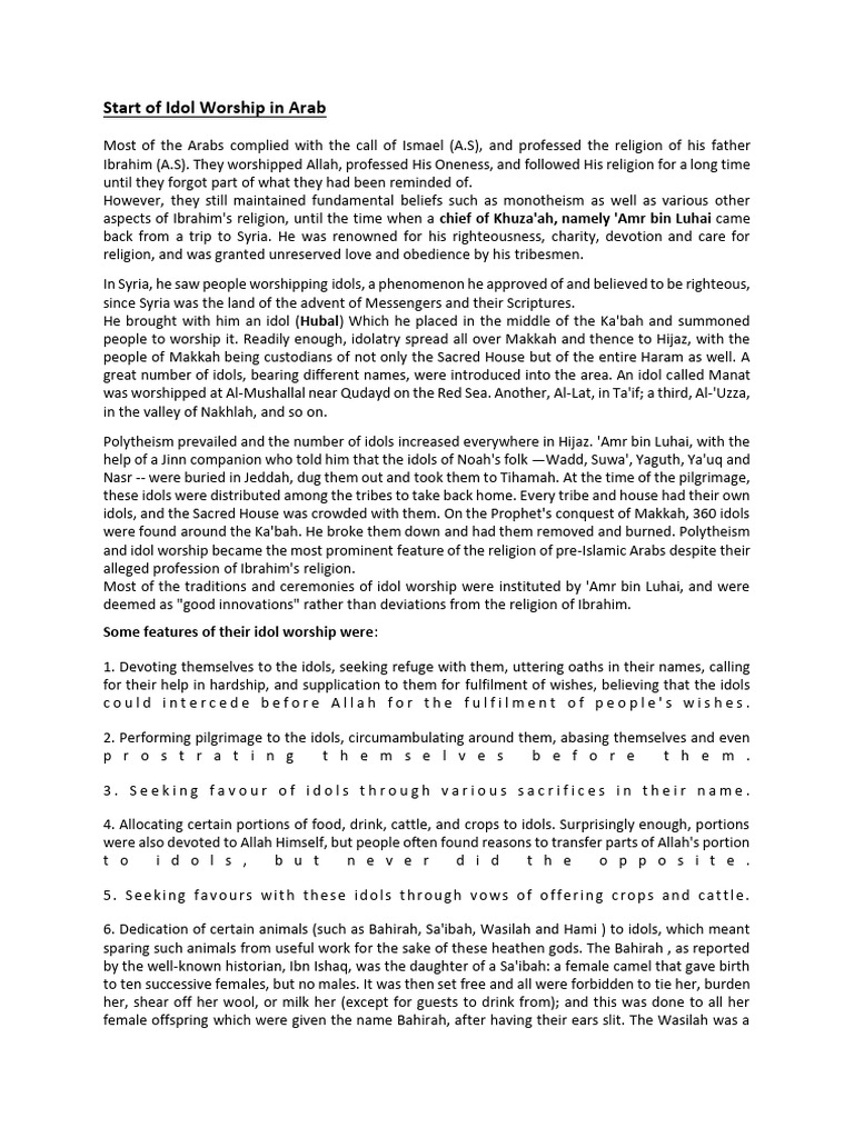 Start of Idol Worship in Arab | PDF | Idolatry | Mecca