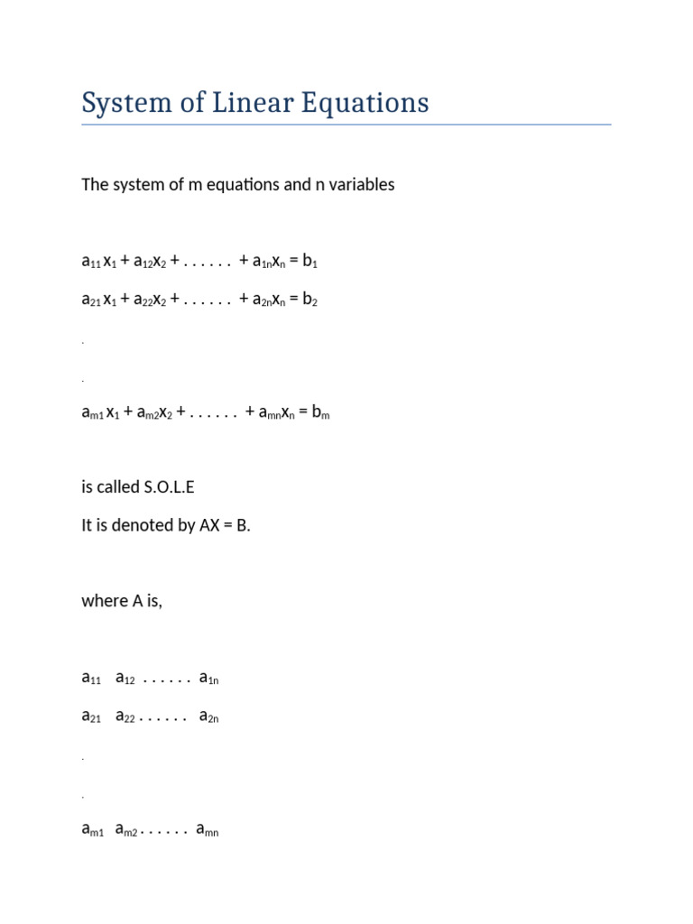 System of Linear Equations 1 | PDF