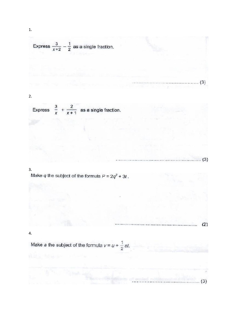 JC Maths - Transformations and Algebra | PDF