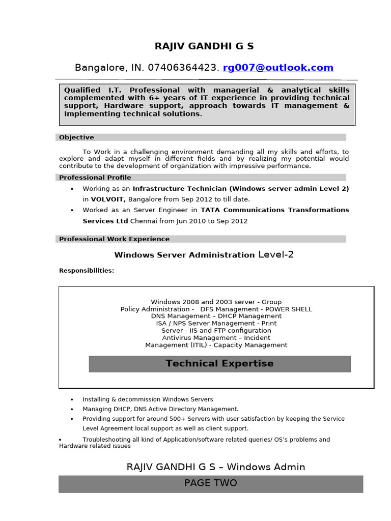 Rajiv Gandhi G S | PDF | Microsoft Windows | Server (Computing)