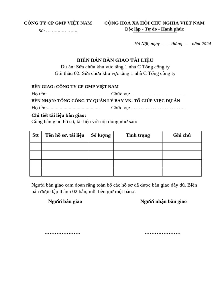 Bien Ban Ban Giao Ho So - 1310163205 | PDF