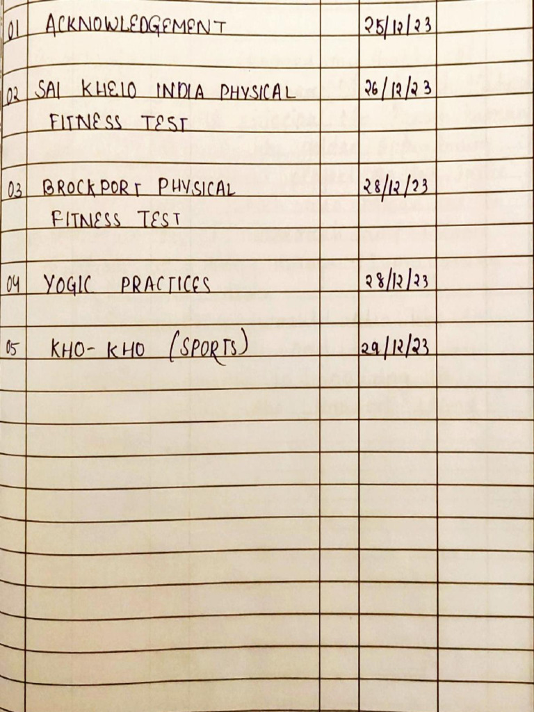 Physical Education Practical Record | PDF