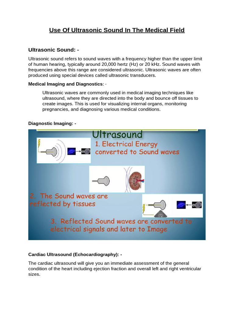 Use of Ultrasonic Sound in The Medical Field | PDF