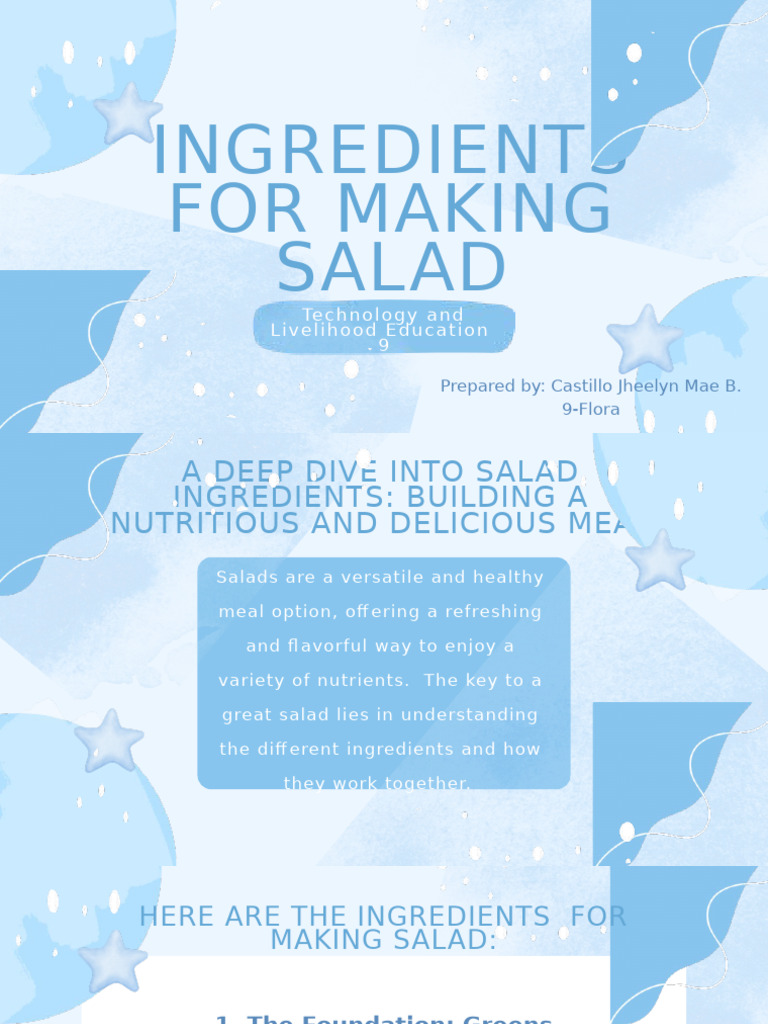 Tle 9 Ingredients For Making Salad | PDF | Salad | Leaf Vegetable