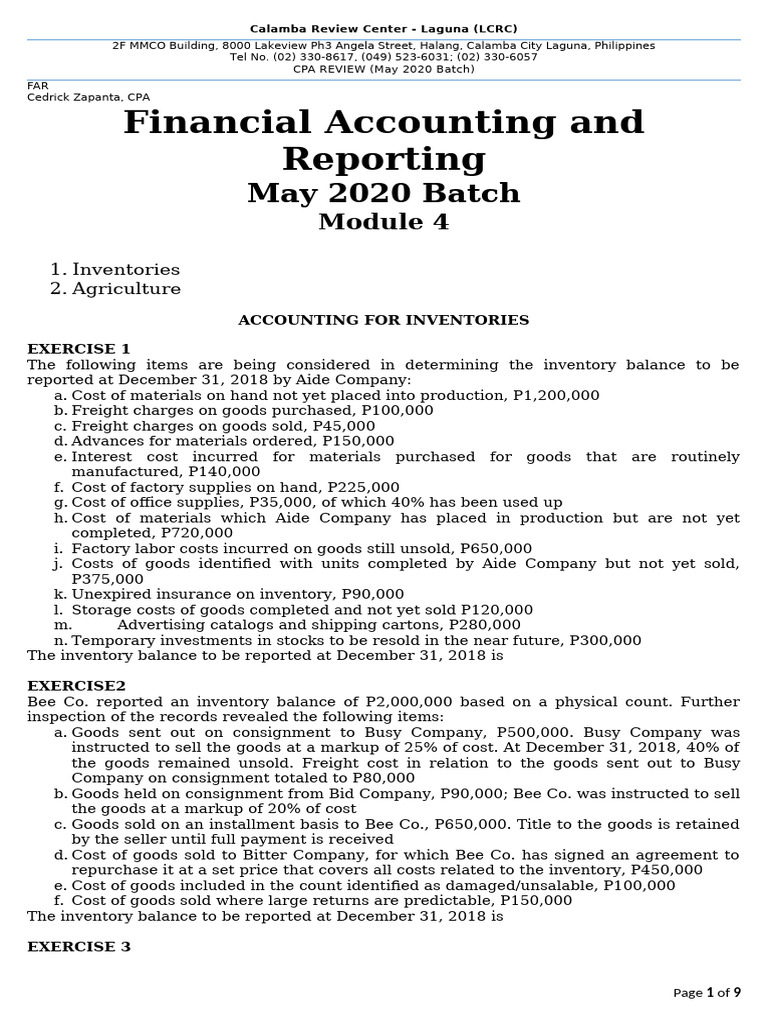 FAR4 - Inventories and Agriculture | PDF | Fair Value | Inventory