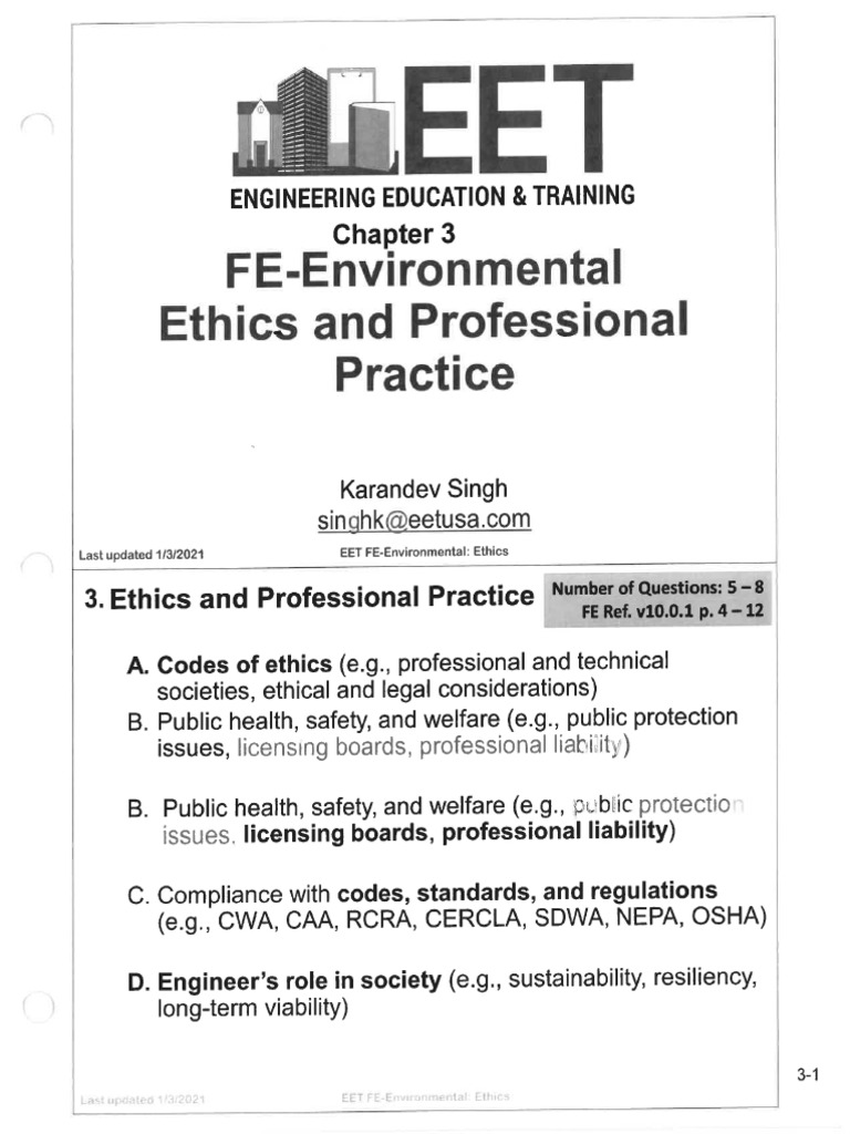 Chapter 3 FE - Environmental Ethics and Professional Practice | PDF