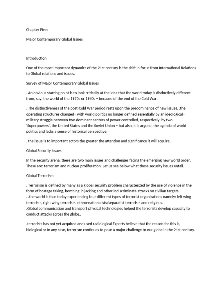 Chapter Five Major Contemporary Global Issues | PDF | Poverty ...