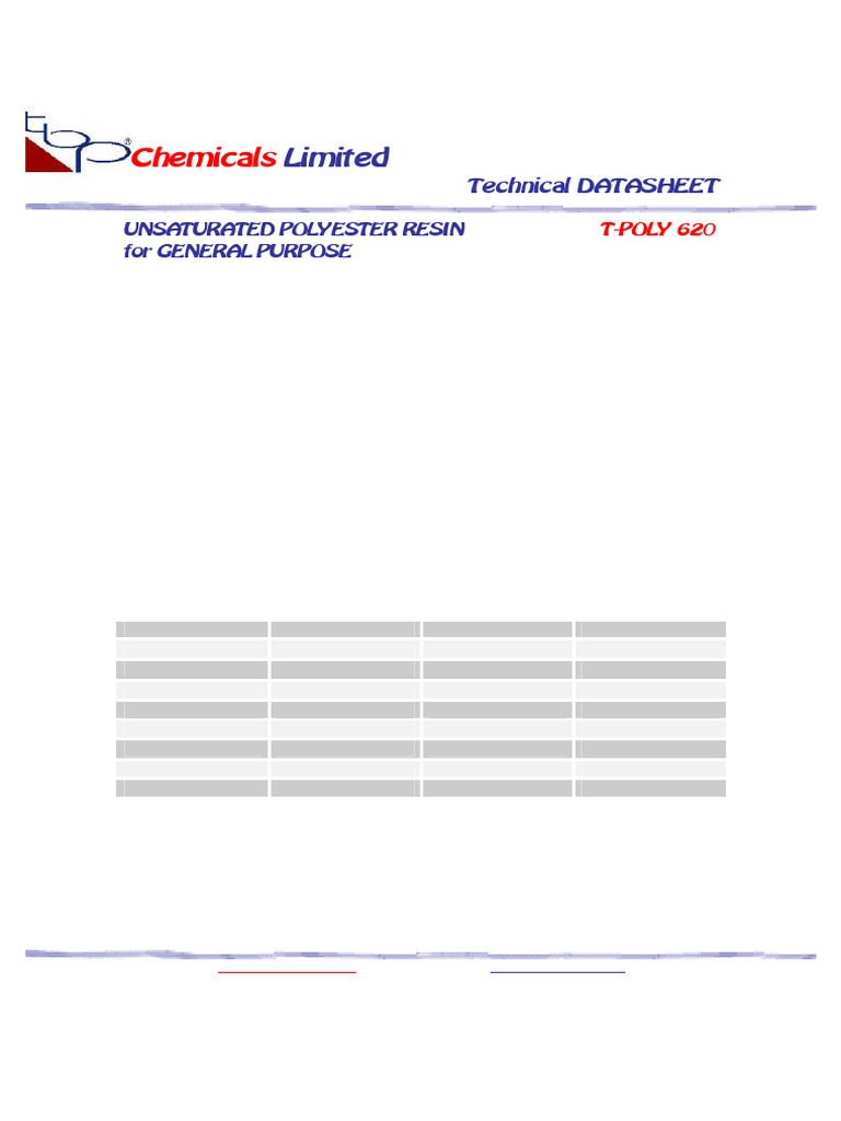 T-Poly 620 Polyester Resin Overview | PDF | Technology & Engineering