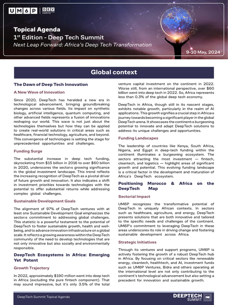 Africa's DeepTech Summit 2024 | PDF | Sustainability | Entrepreneurship