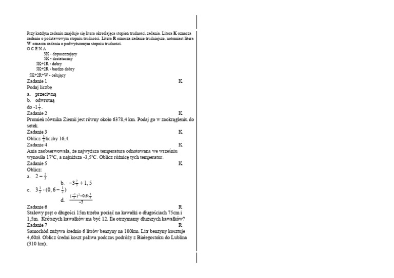 pk7 Liczby I Działania | PDF