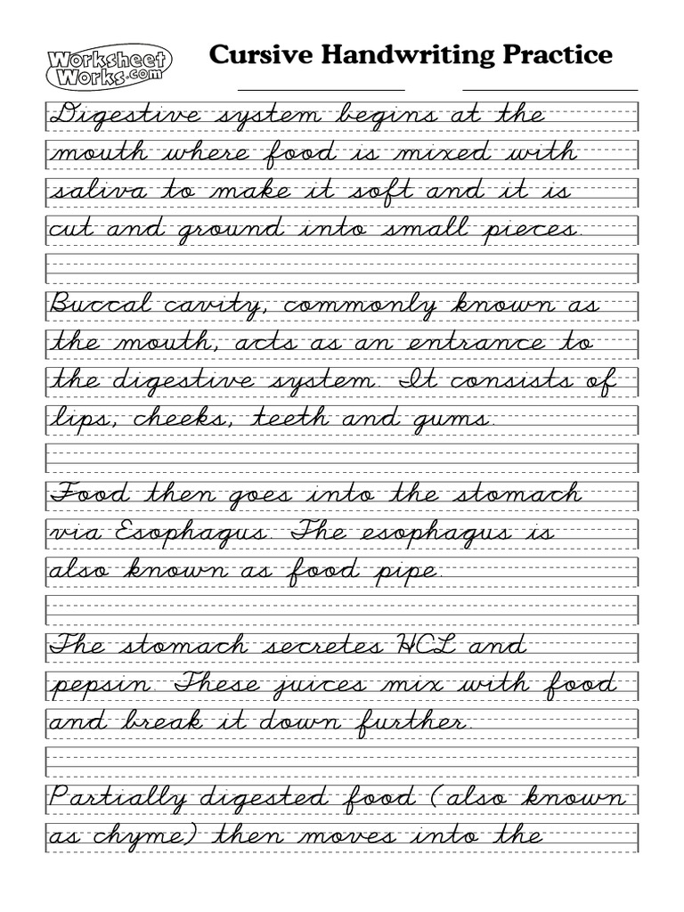 WorksheetWorks Cursive Handwriting Practice 1 | PDF WorksheetWorks Cursive Handwriting Practice 1 | PDF