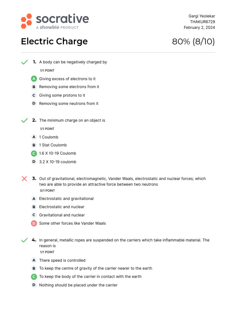 Understanding Electric Charge Concepts | PDF | Electric Charge | Electron