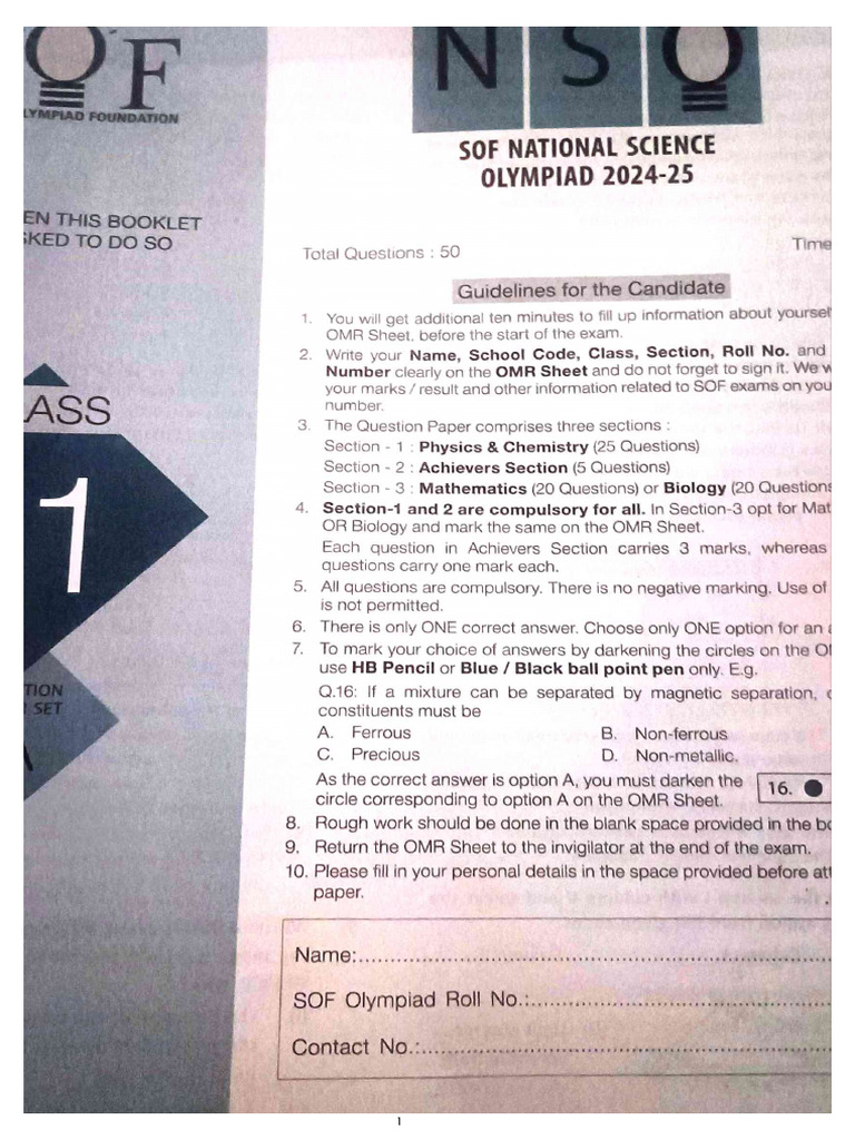 Olympiad Exam Paper | PDF