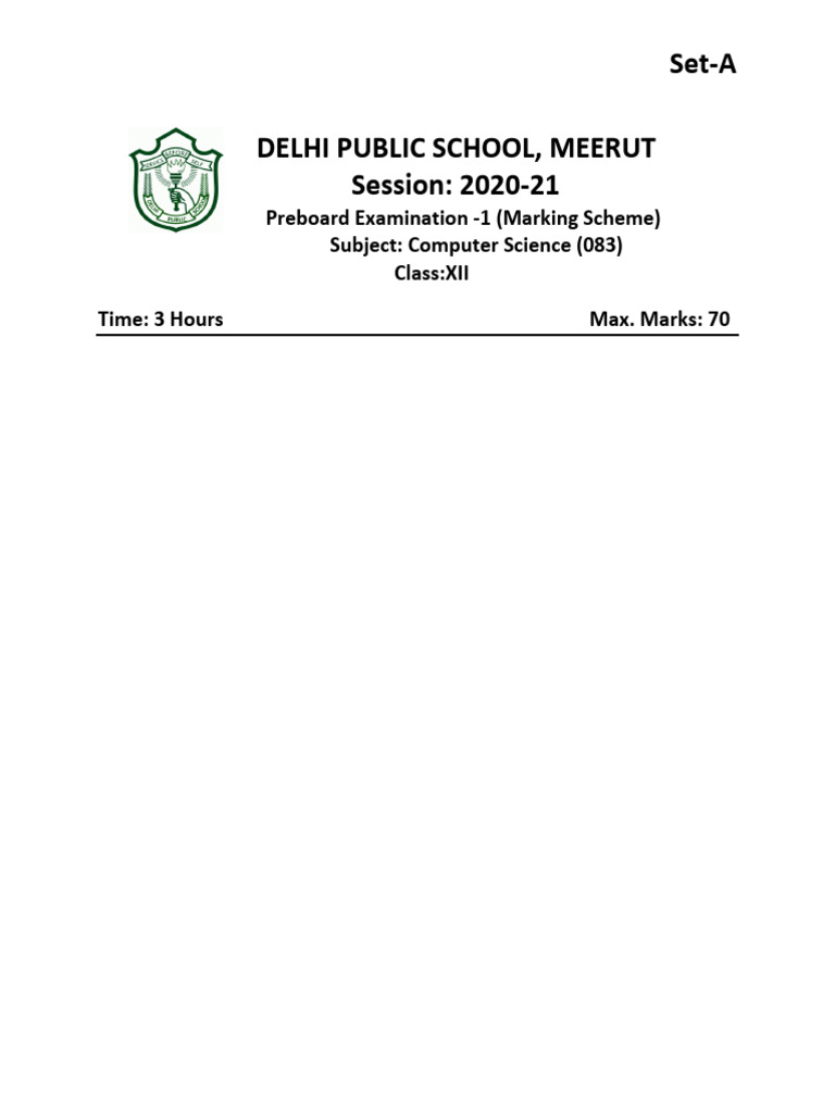 Xii Cs Preboard1 Set A Ms | PDF | Computing | Computer Science