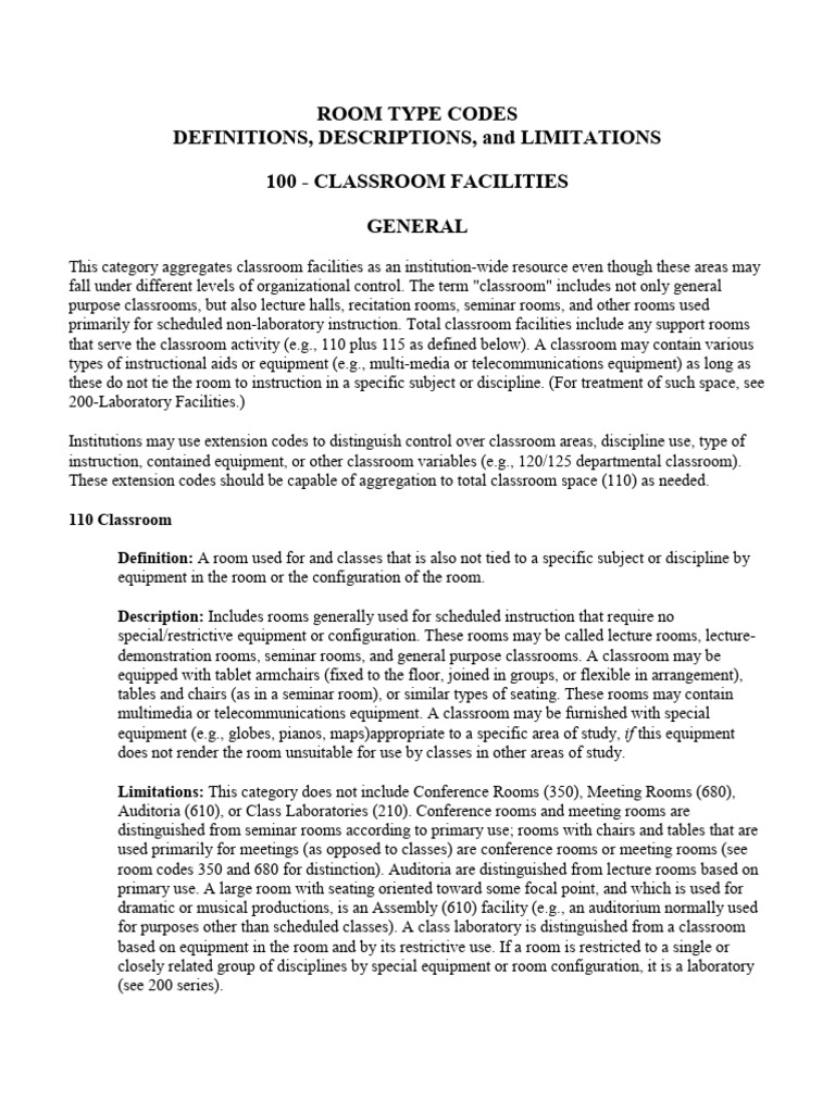Definition Room Types 0 | PDF | Libraries | Laboratories
