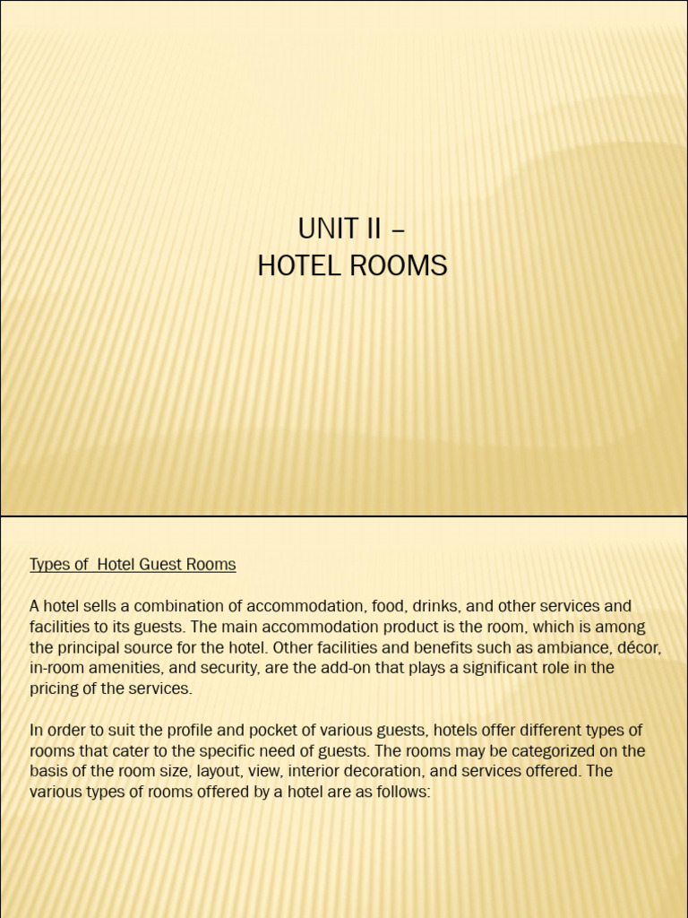 Classification of Hotel Rooms | PDF | Meal | Hotel