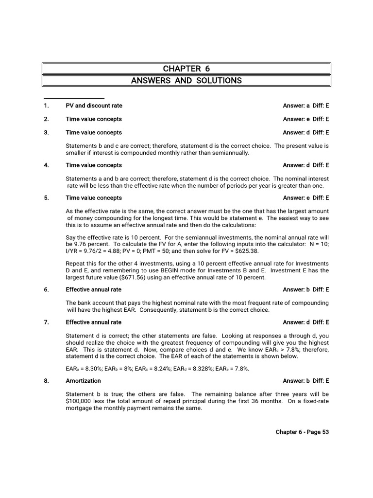 Chapter06 - Answer Key | PDF | Interest | Present Value