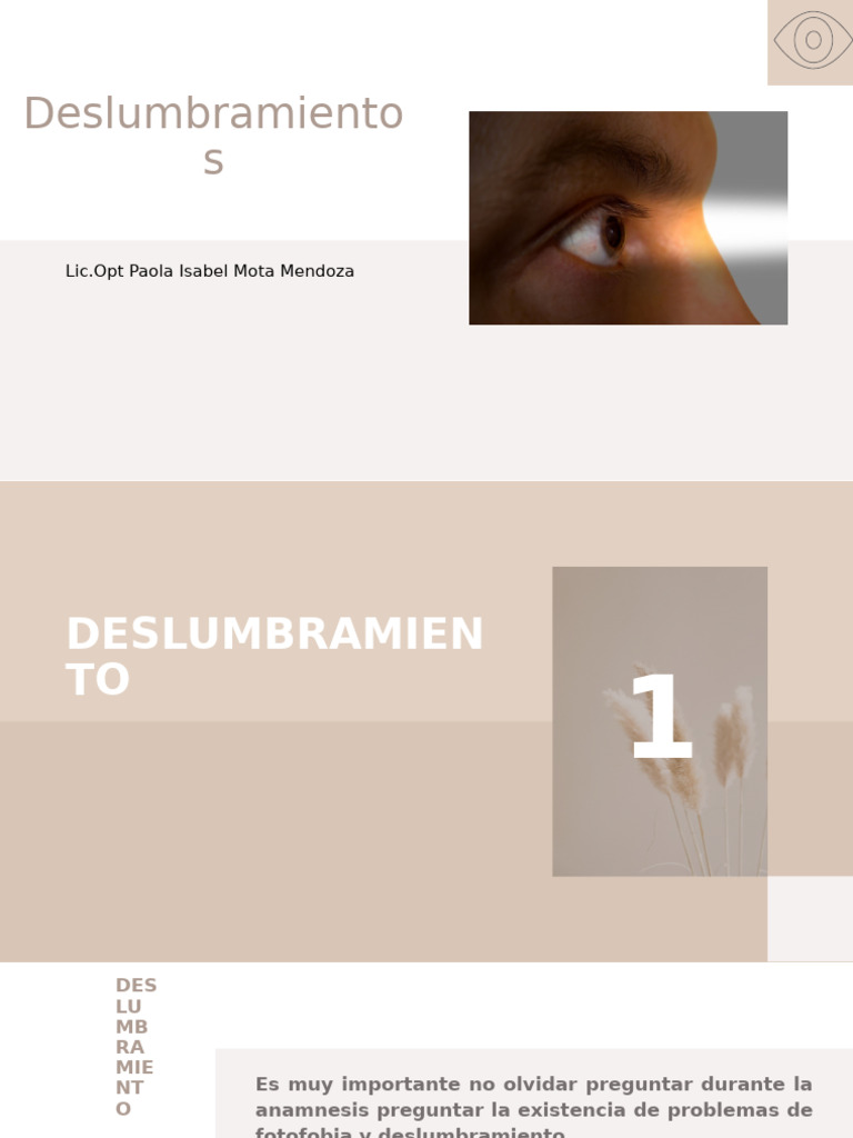 DESLUMBRAMIENTO en La Optometria | PDF | Ojo humano | Percepción visual