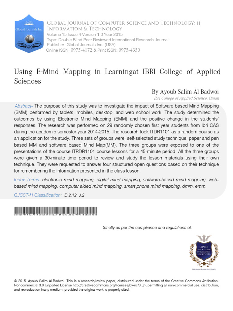 Al-Badwoi-Using E-Mind Mapping in learning at Ibri College of Applied Sciences | PDF | Learning ...