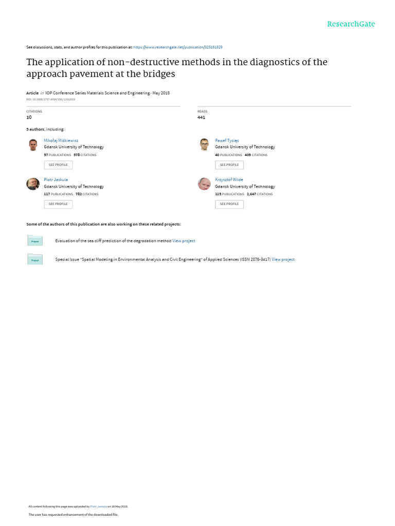 The Application of Non-Destructive Methods in The Diagnostics of The Approach Pavement at The ...
