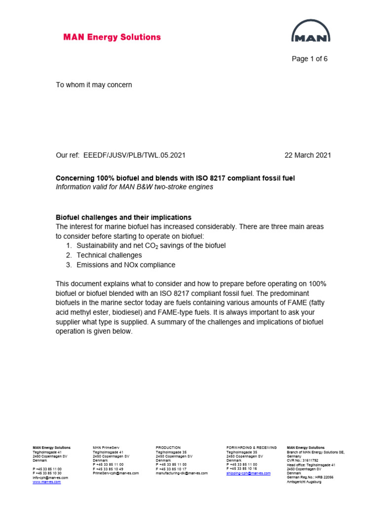 TWL.05.2021 Biofuel Info Advice and Rec JUSV 23-03-2021-MAN B&W | PDF ...