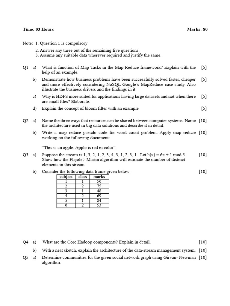 BDA University Question Paper | PDF | Information Retrieval | Computing