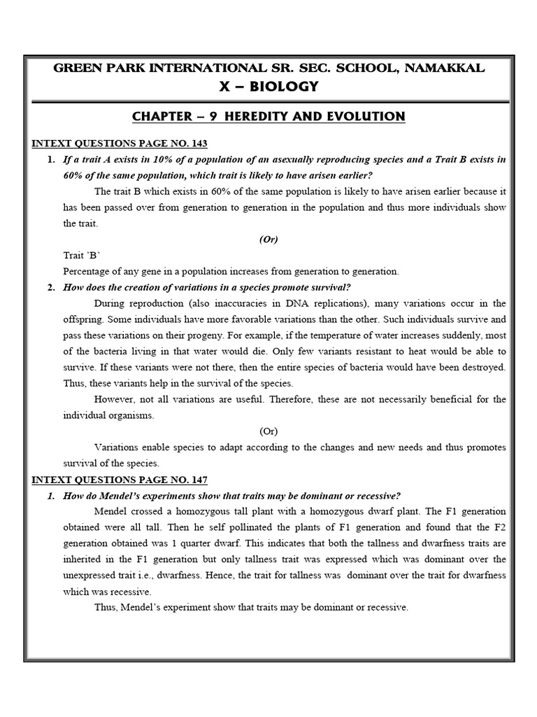 X-Cbsebiology (Heredity - Chap - 9) 1 | PDF | Reproduction | Dominance (Genetics)