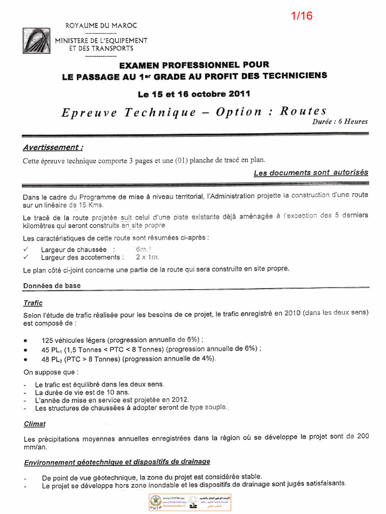 Correction Option Routes 1er Grade 2011 | PDF