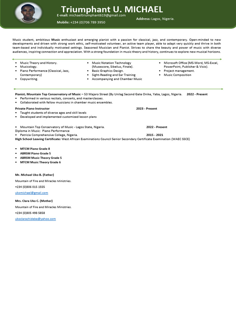 CV - RESUME Triumphant Michael PRO MAX | PDF | Music Theory | Musicology