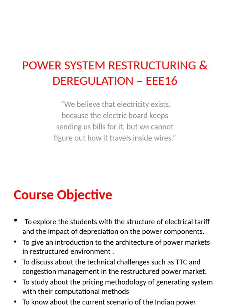 Power System Restructuring & Deregulation 7.8.20 | PDF | Electrical ...