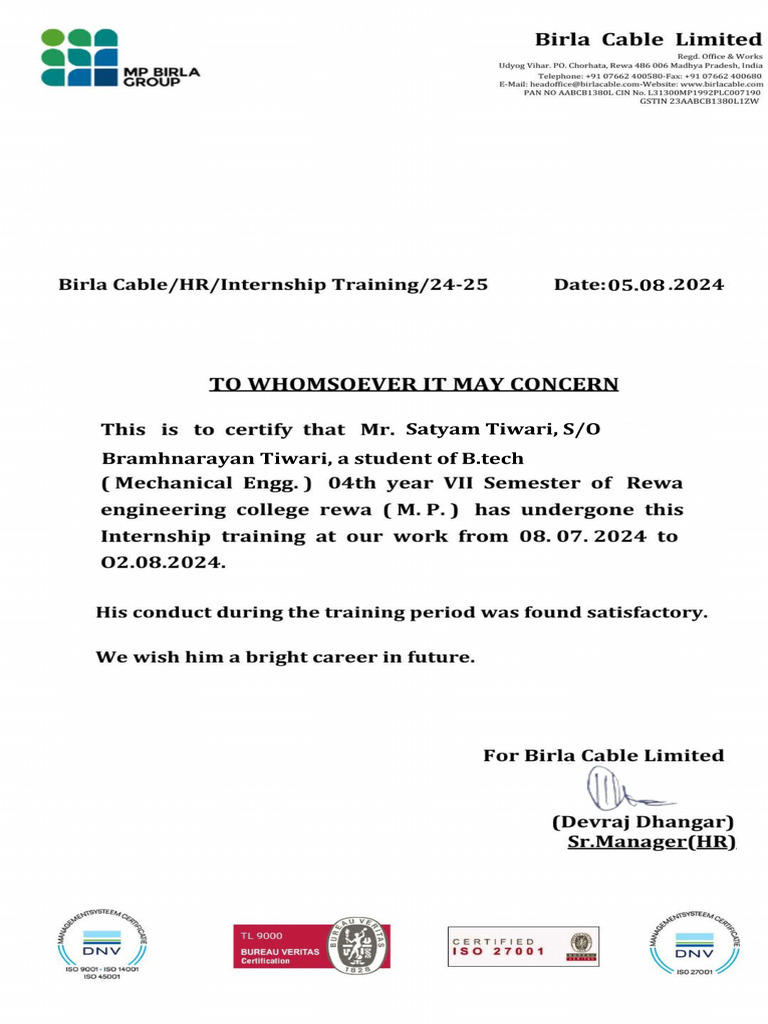 Harsh BCL Certificate PDF | PDF