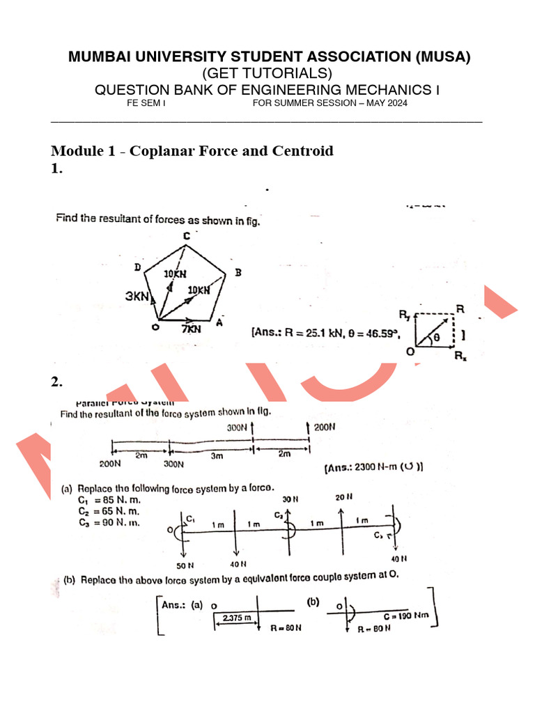 Mechanics-P1 (MUSA) | PDF | Science & Mathematics