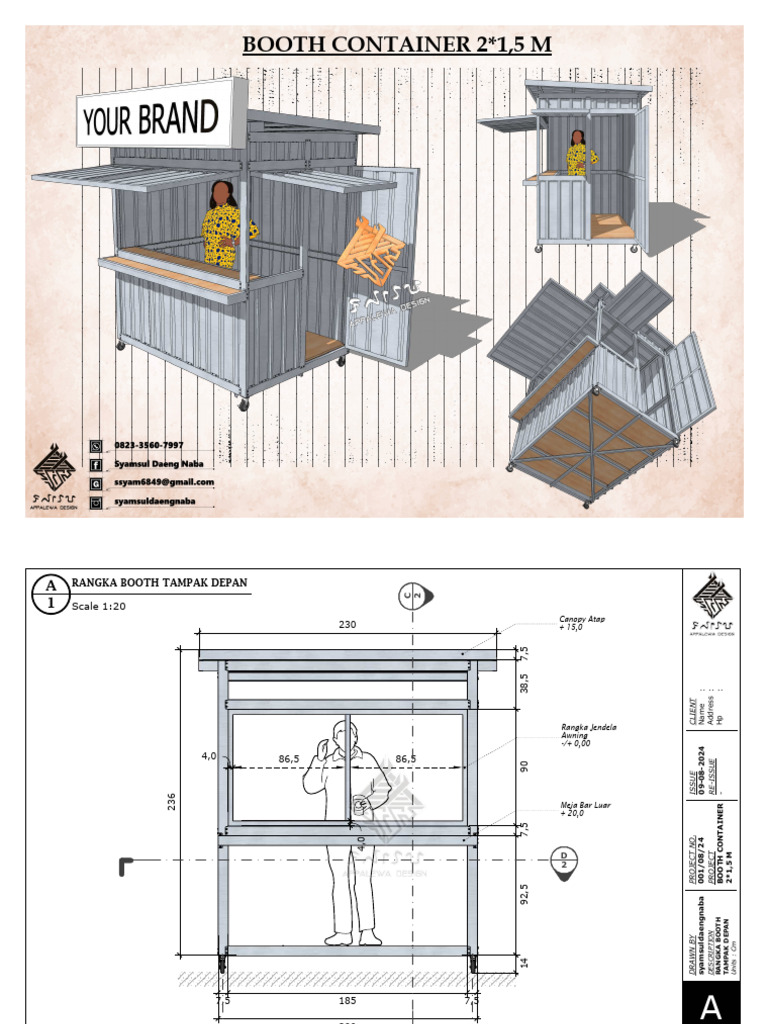 Desain Rangka Booth Container 2x1.5m | PDF