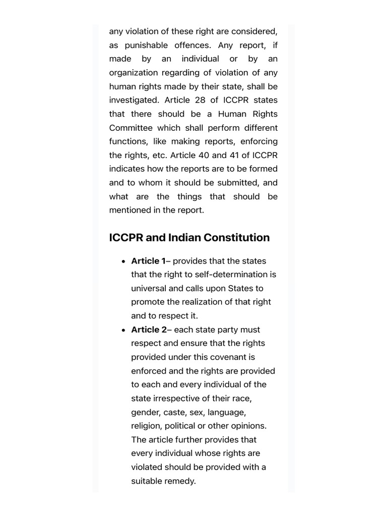 Documents Relating To Protection of Human Rights - UDHR, ICCPR and ...