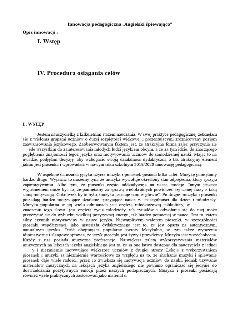 Innowacja J Angielski | PDF