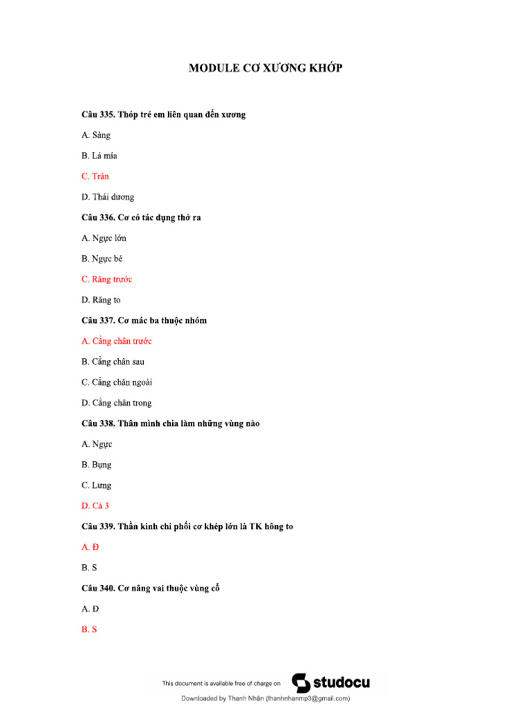 Y19 - Tổng hợp câu hỏi ôn tập | PDF