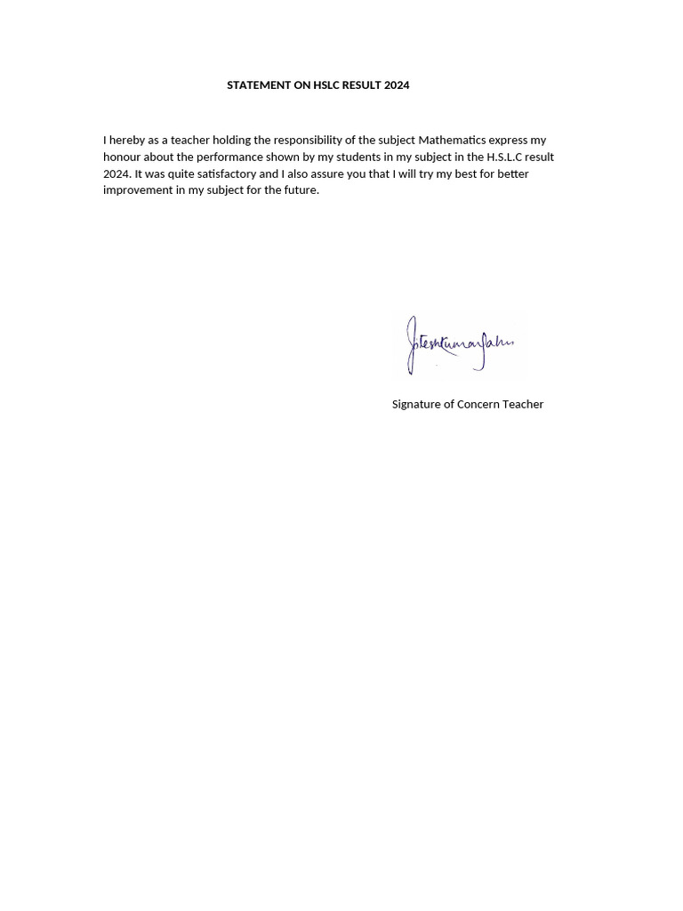 Statement On HSLC | PDF