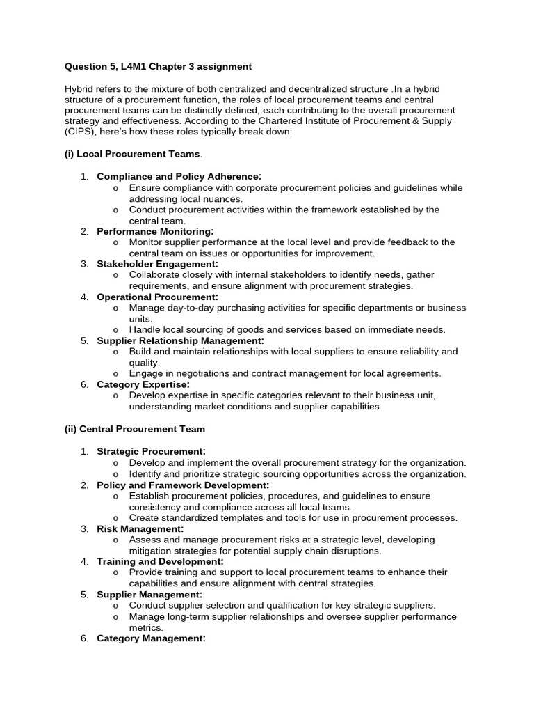 Hybrid Procurement Structure Explained | PDF | Procurement | Supply Chain