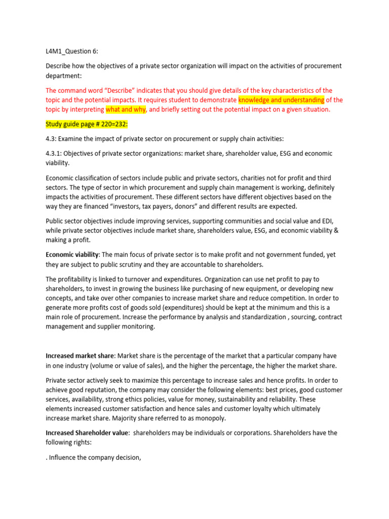 Impact of Private Sector Objectives on Procurement | PDF | Corporate ...