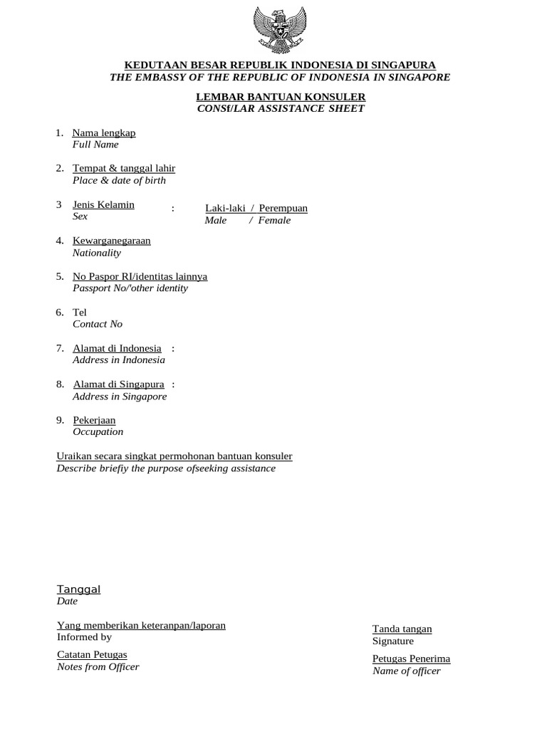 Consular Assistance Form | PDF | Career & Growth | Foreign Language Studies