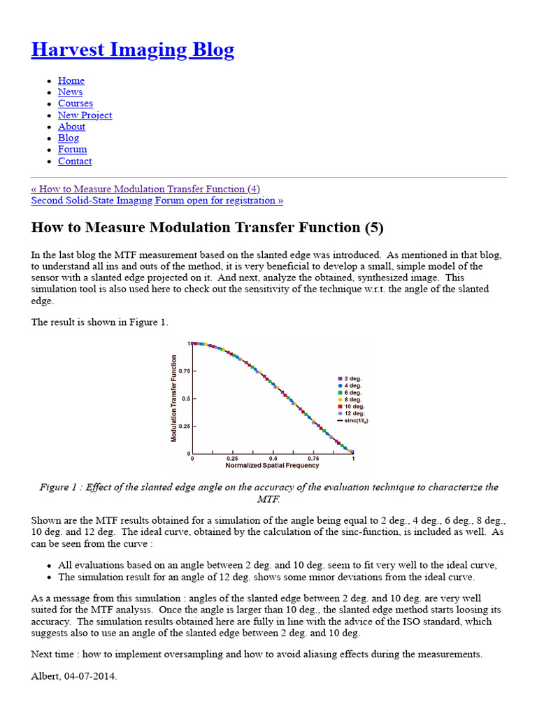 How To Measure Modulation Transfer Function 5 Harvest Imaging Blog Pdf Optics Imaging