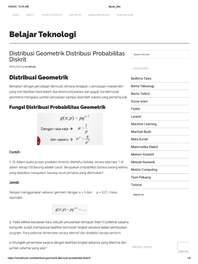 Distribusi Geometrik | PDF