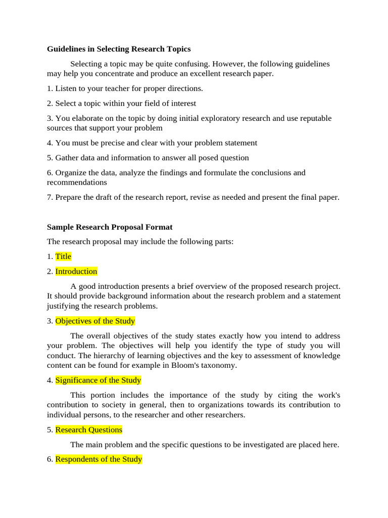 Guidelines in Selecting Research Topics | PDF | Data Analysis ...