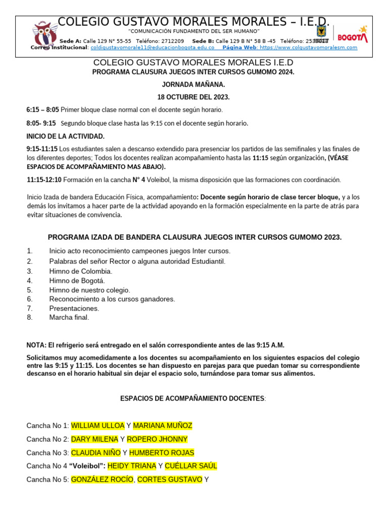 Programa Clausura Juegos GMM 2024 Version Final | PDF