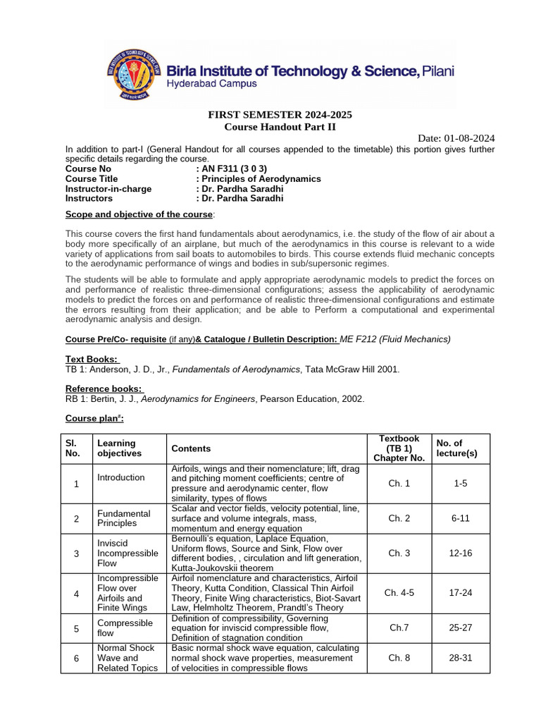 AN F311 PrinciplesOfAerodynamics - Revised | PDF | Compressible Flow | Fluid Dynamics