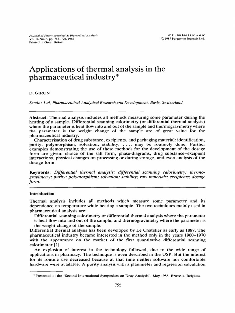 Thermal Analysis in Pharmaceuticals | PDF | Differential Scanning ...
