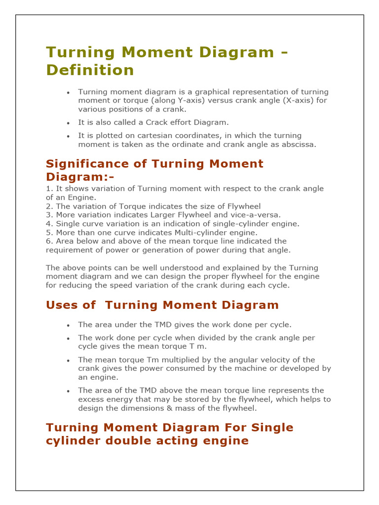 Turning Moment Diagram | PDF | Torque | Engines